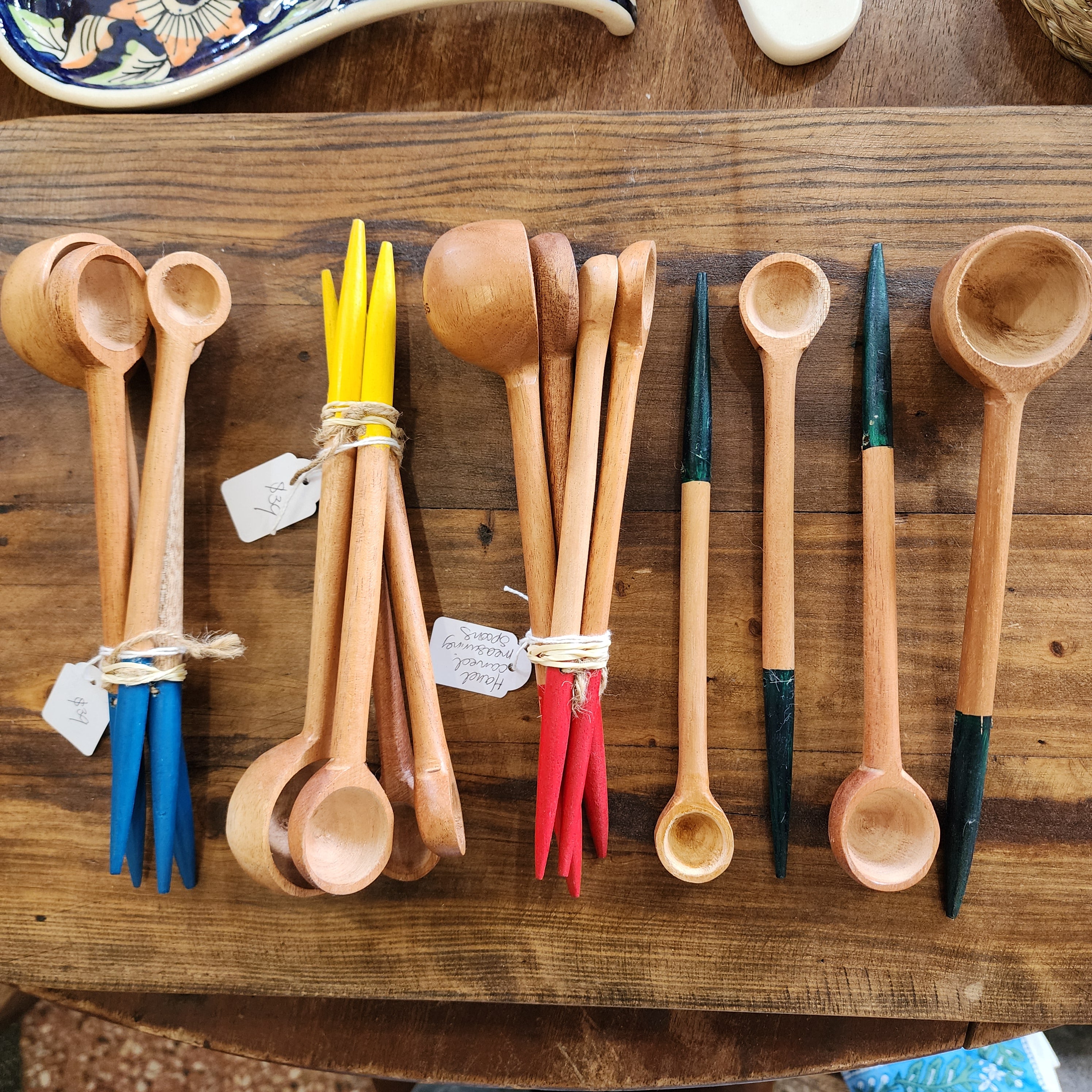 Hand Carved Wooden Measuring Spoons - Yellow - Basera